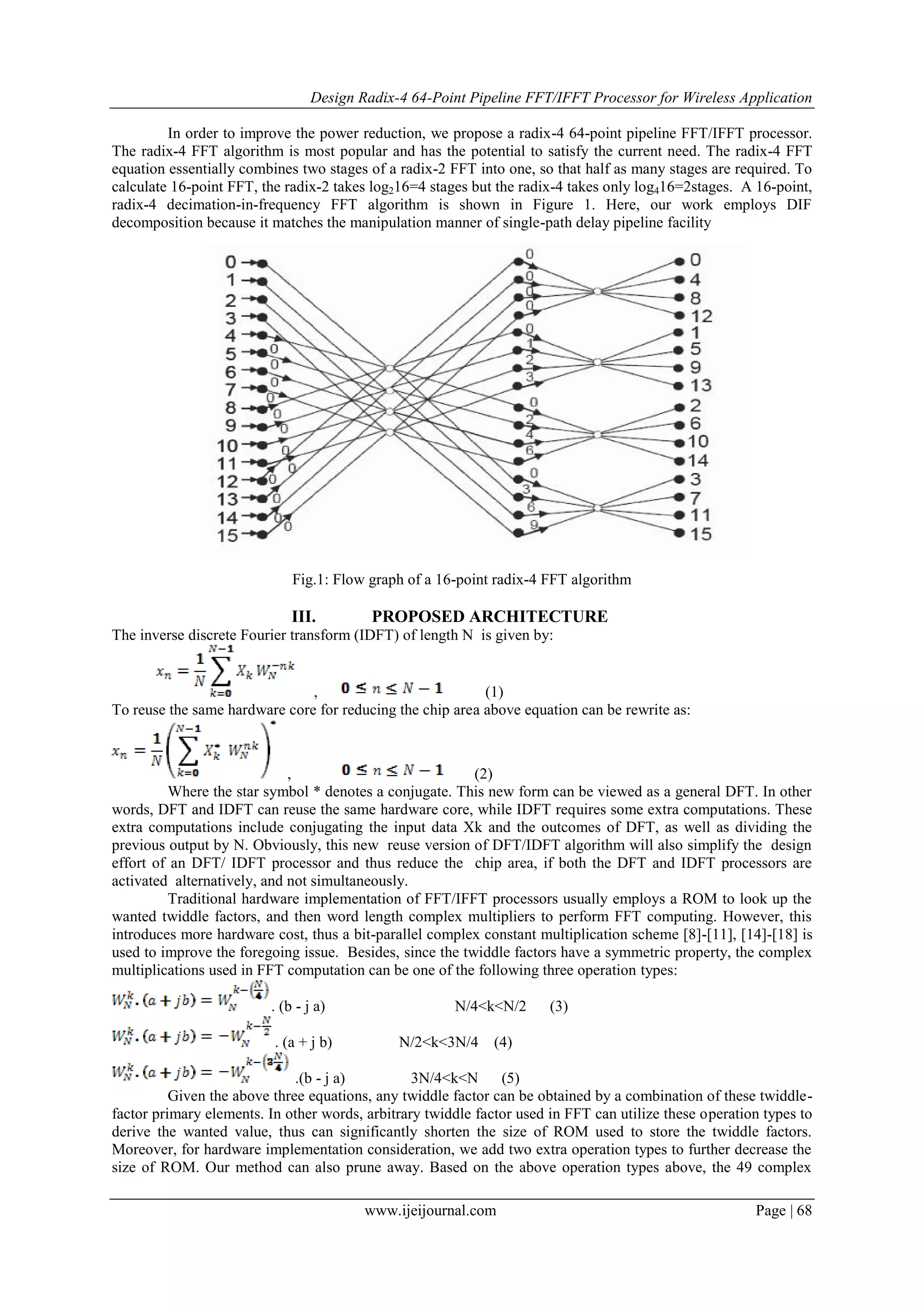 Design Radix-4 64-Point Pipeline FFT/IFFT Processor for Wireless Application | PDF