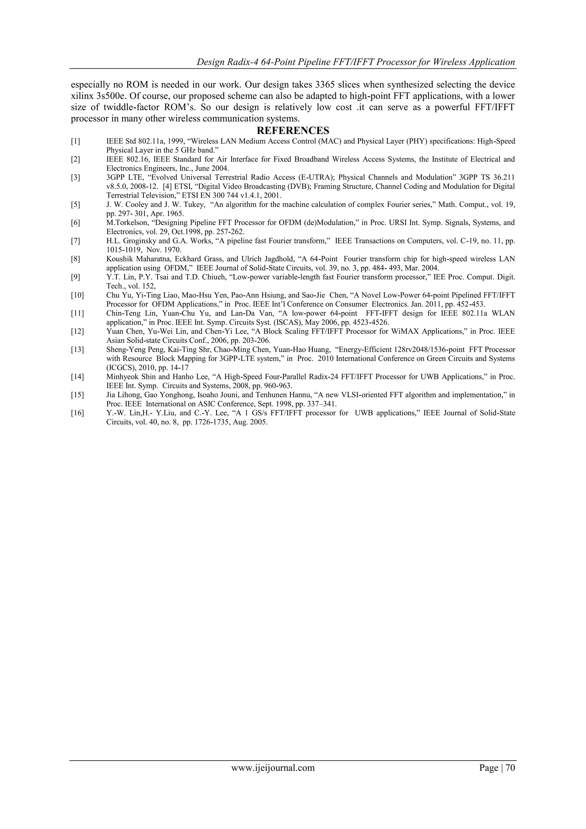 Design Radix-4 64-Point Pipeline FFT/IFFT Processor for Wireless Application | PDF