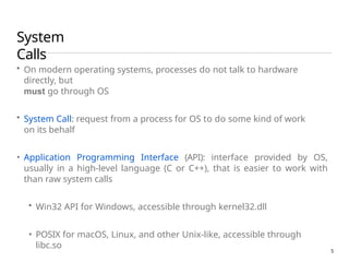 System calls in operating sytems incluses operating sytem process | PPT