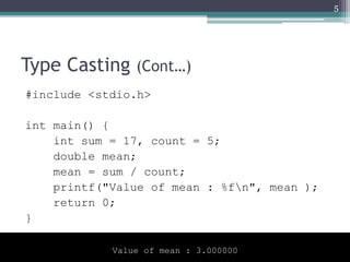 COM1407: Type Casting, Command Line Arguments and Defining Constants | PPTX | Programming ...