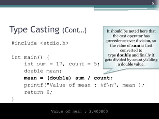 COM1407: Type Casting, Command Line Arguments and Defining Constants | PPT