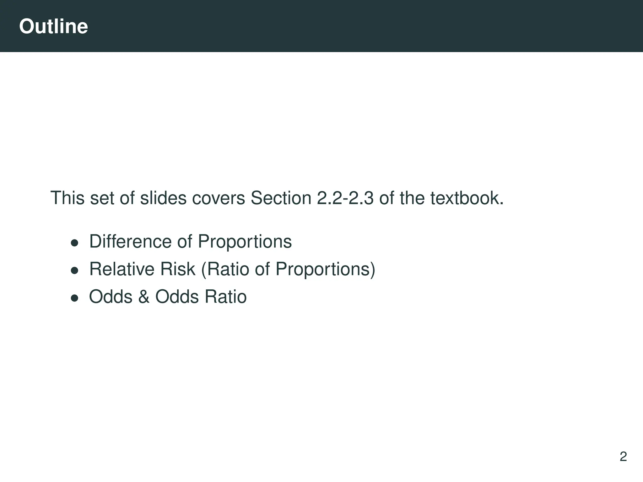 Difference of Proportions, Relative Risk, Odds Ratio | PDF