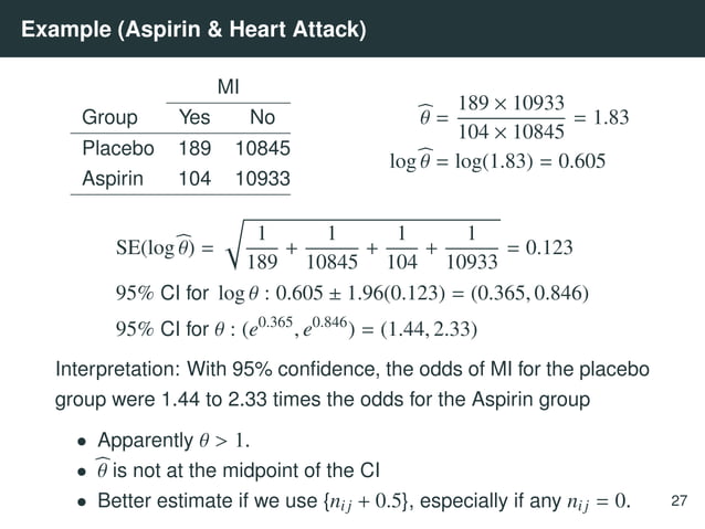 Difference of Proportions, Relative Risk, Odds Ratio | PPT