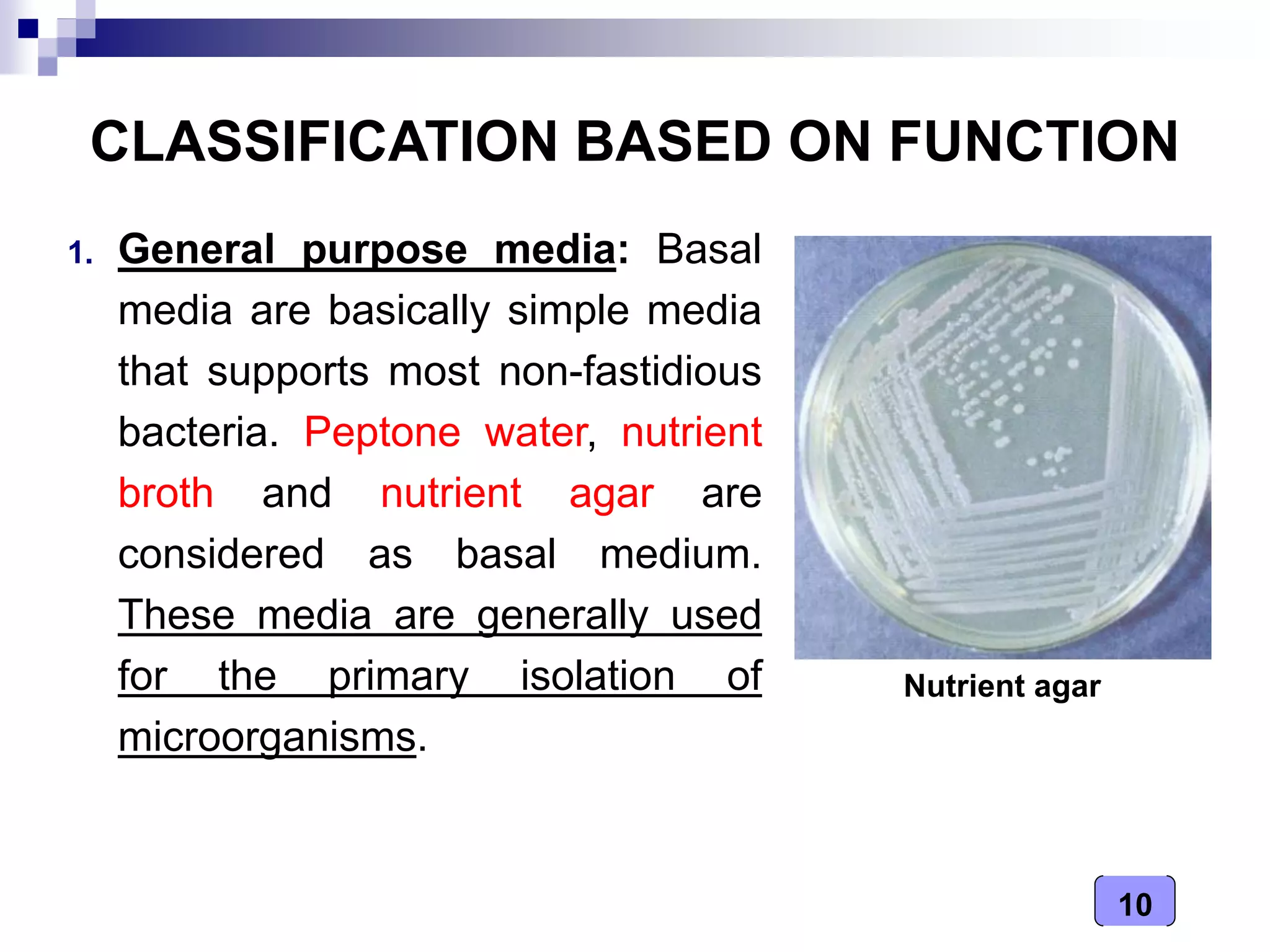 Medical Microbiology Laboratory (culture media classification) | PDF