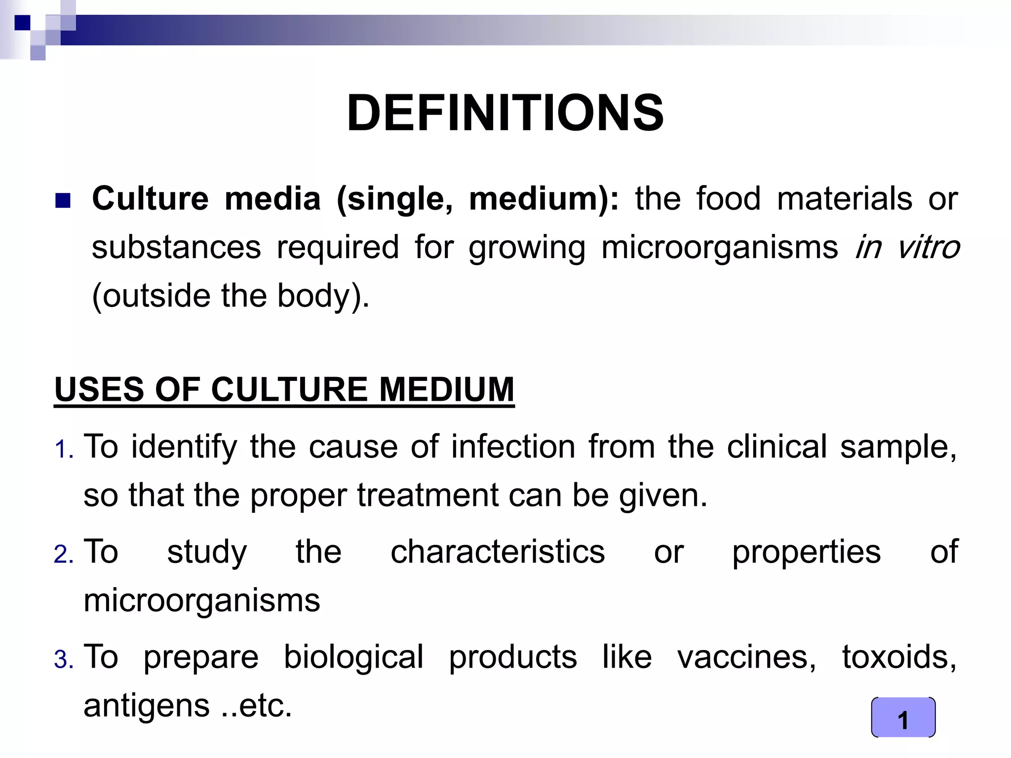 Medical Microbiology Laboratory (culture media classification) | PDF