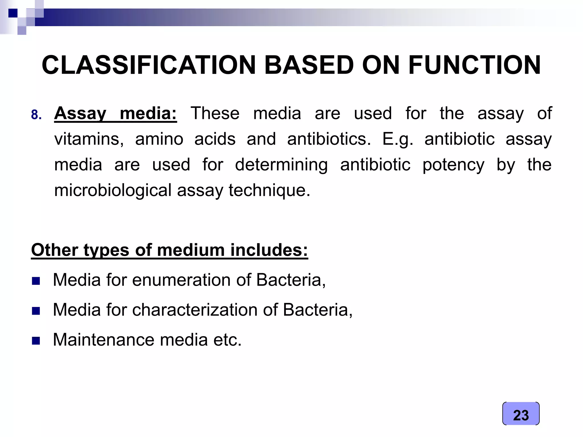 Medical Microbiology Laboratory (culture media classification) | PDF