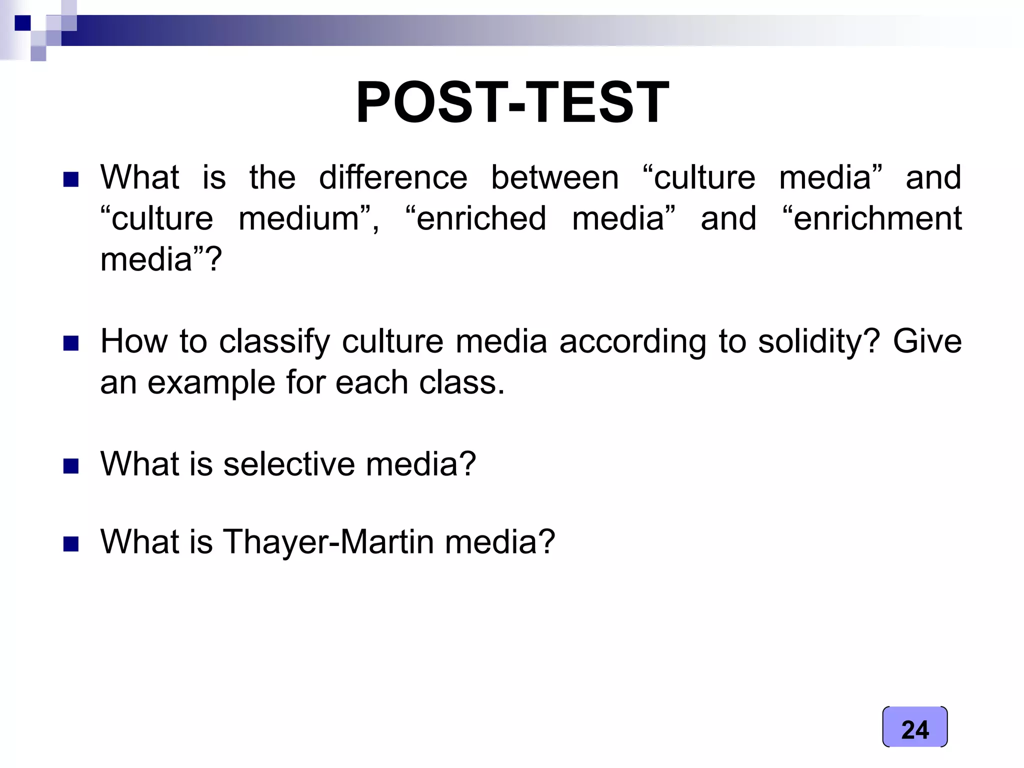 Medical Microbiology Laboratory (culture media classification) | PDF