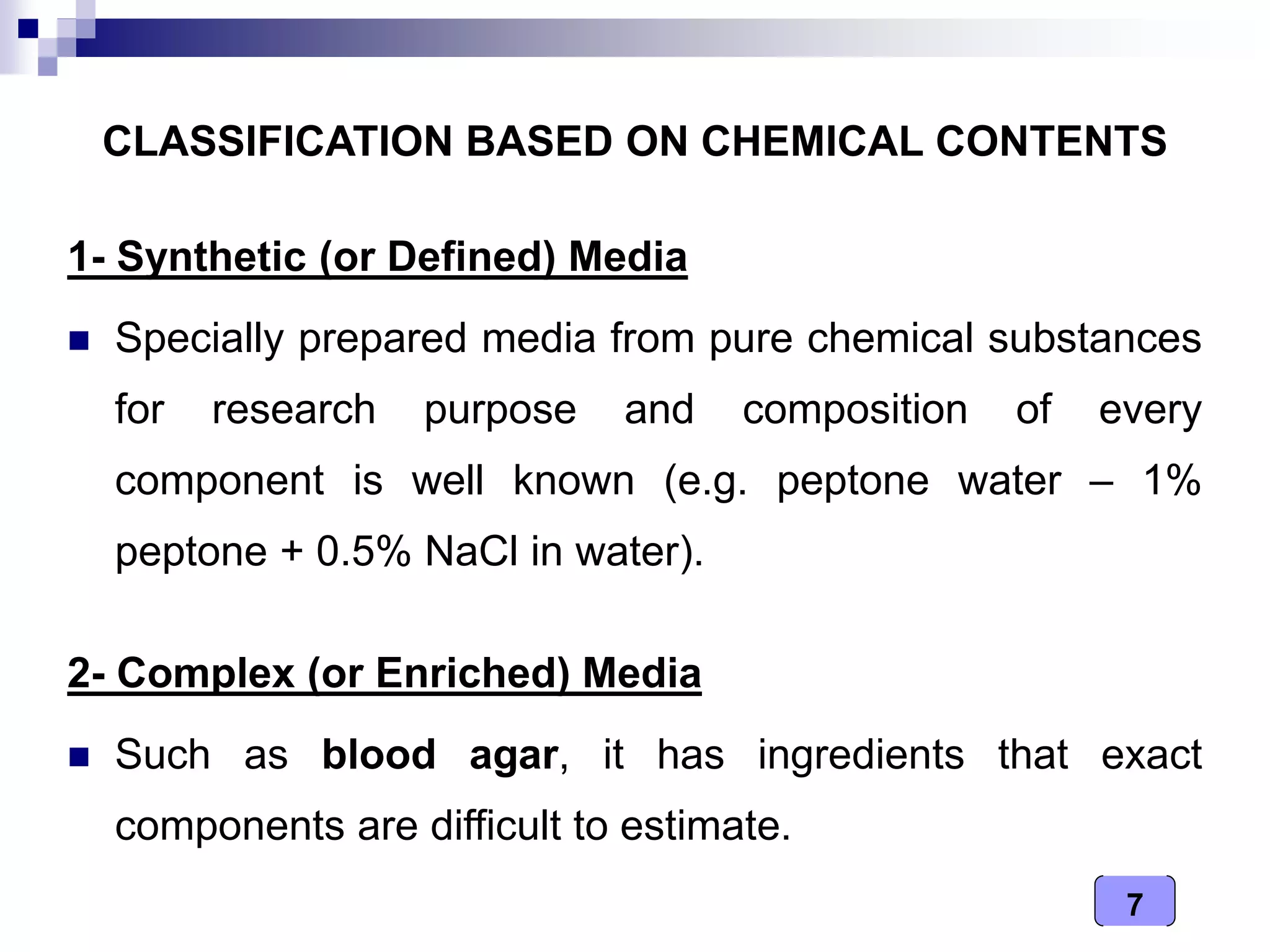 Medical Microbiology Laboratory (culture media classification) | PDF