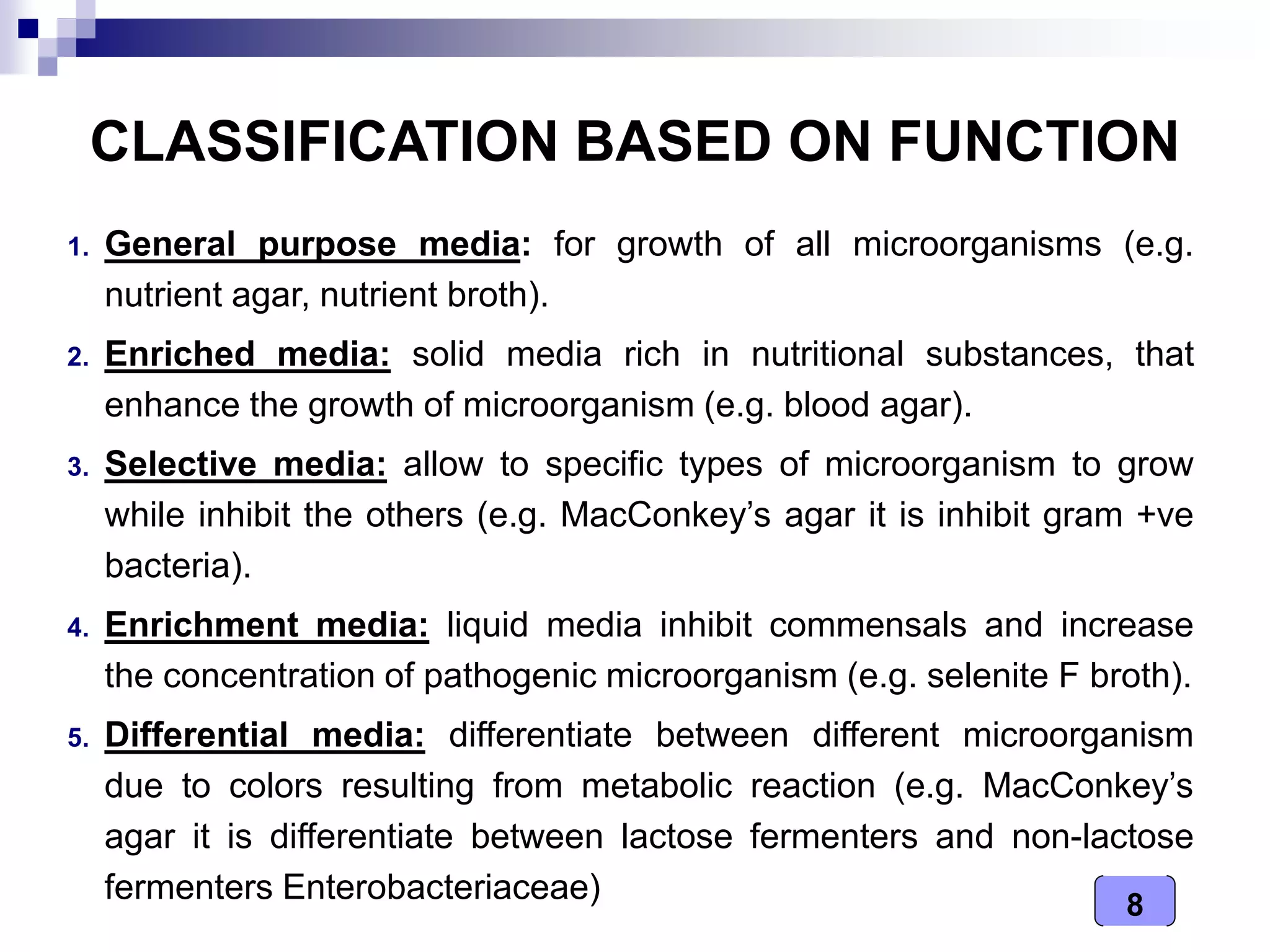 Medical Microbiology Laboratory (culture media classification) | PDF