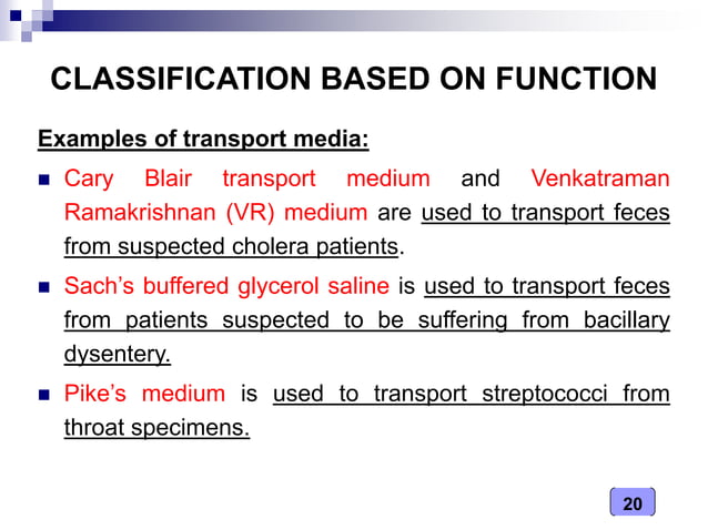 Medical Microbiology Laboratory (culture media classification) | PDF ...