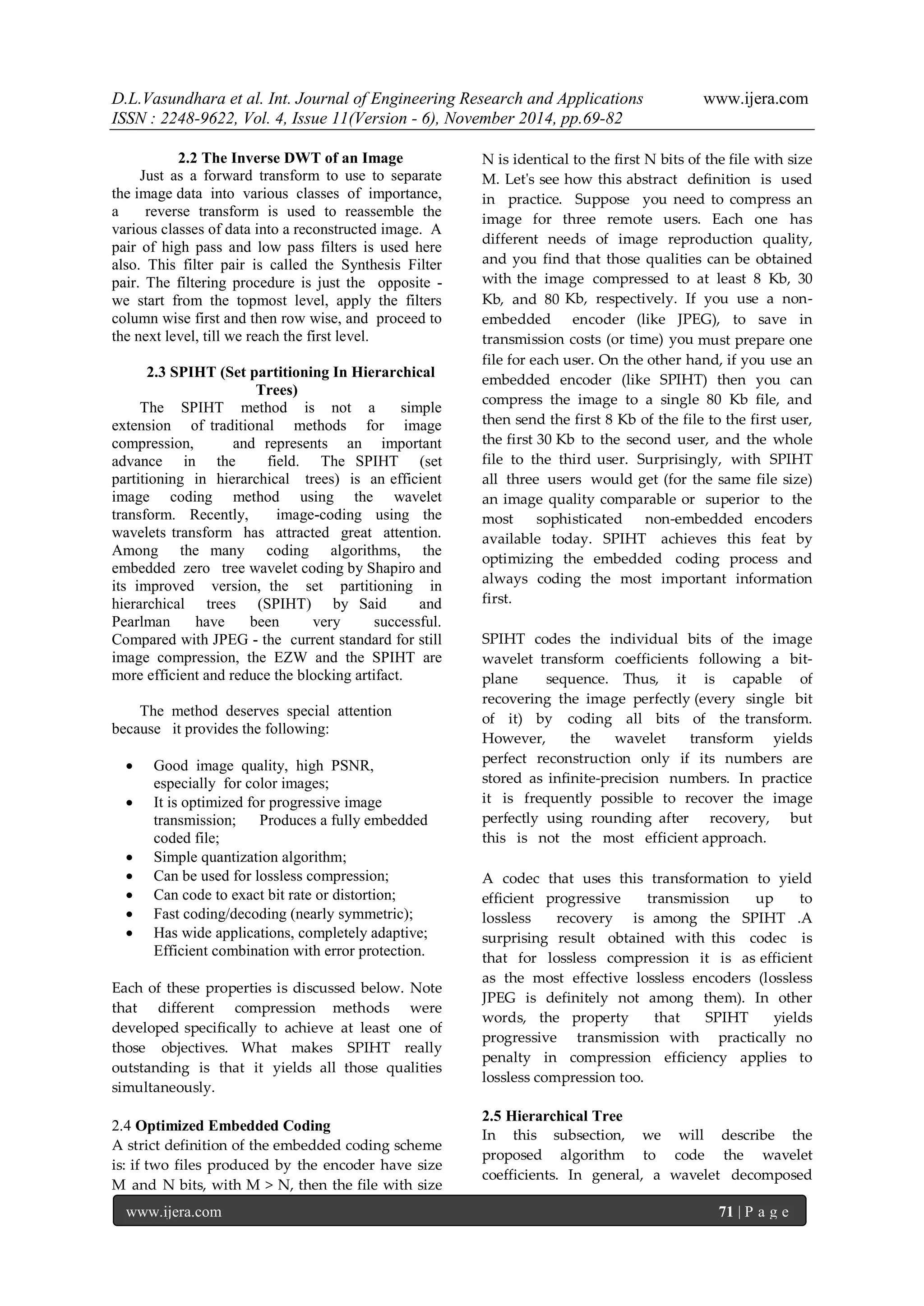 Low Memory Low Complexity Image Compression Using HSSPIHT Encoder | PDF