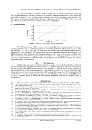 Growth, Structure and Physical Properties of Tetraaqua Bismaleatocobalt ...