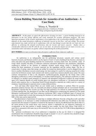 Green Building Materials for Acoustics of an Auditorium - A Case Study ...