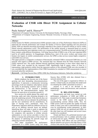 Evaluation of CSSR with Direct TCH Assignment in Cellular Networks | PDF