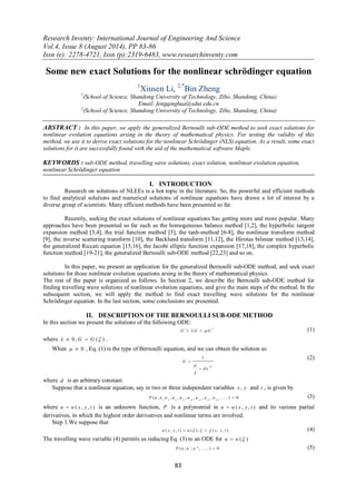 Some new exact Solutions for the nonlinear schrödinger equation | PDF ...