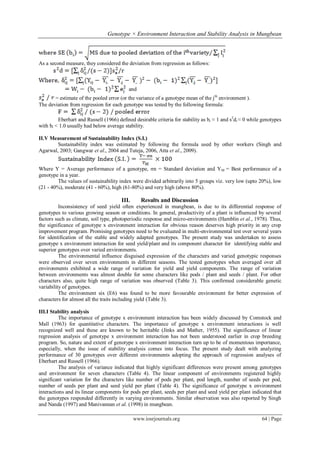 Genotype × Environment Interaction and Stability Analysis in Mungbean | PDF