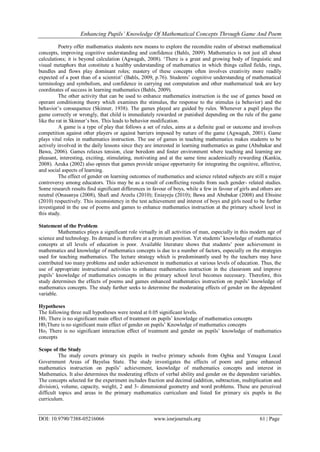 Enhancing Pupils’ Knowledge of Mathematical Concepts through Game and Poem | PDF | Poetry ...