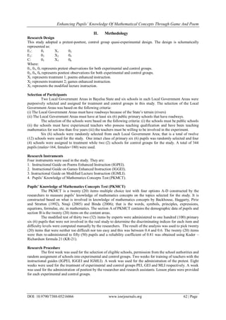 Enhancing Pupils’ Knowledge of Mathematical Concepts through Game and ...