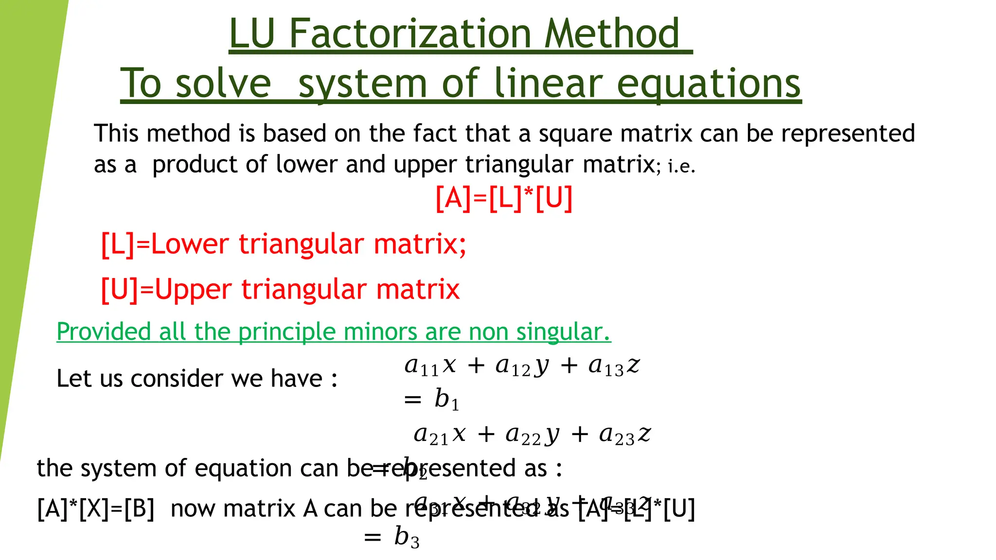 L05 LU Factorization and solution of system of equations.pptx