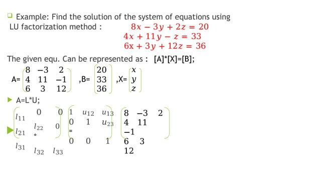 L05 LU Factorization and solution of system of equations.pptx