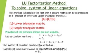 L05 LU Factorization and solution of system of equations.pptx