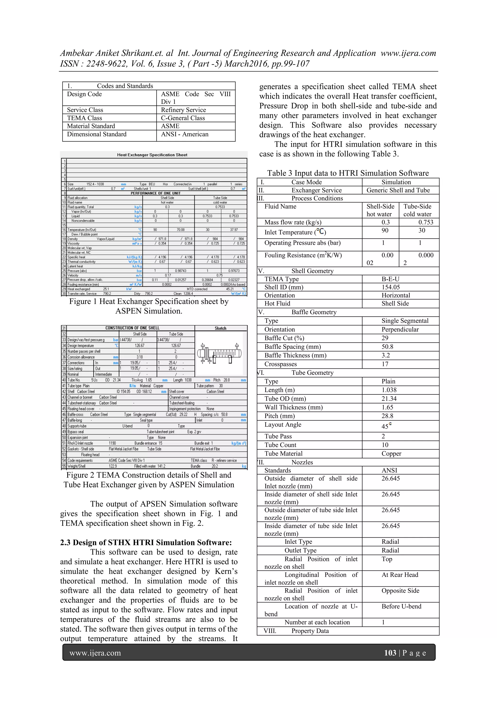 Comparison of Shell and Tube Heat Exchanger using Theoretical Methods, HTRI, ASPEN and ...