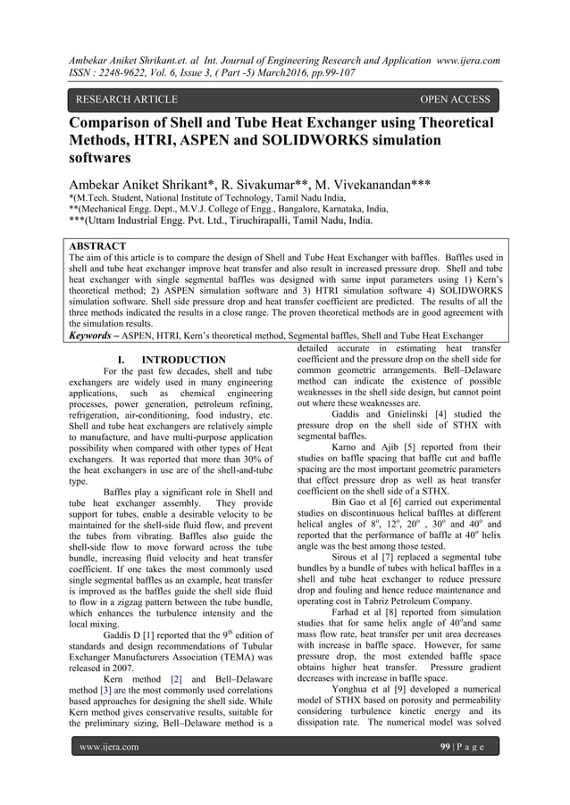 Comparison of Shell and Tube Heat Exchanger using Theoretical Methods ...