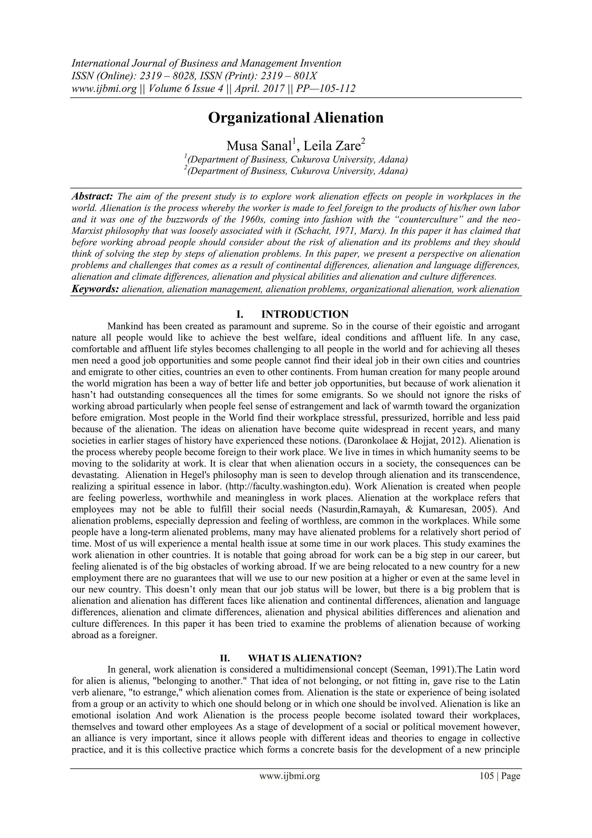 Organizational Alienation | PDF