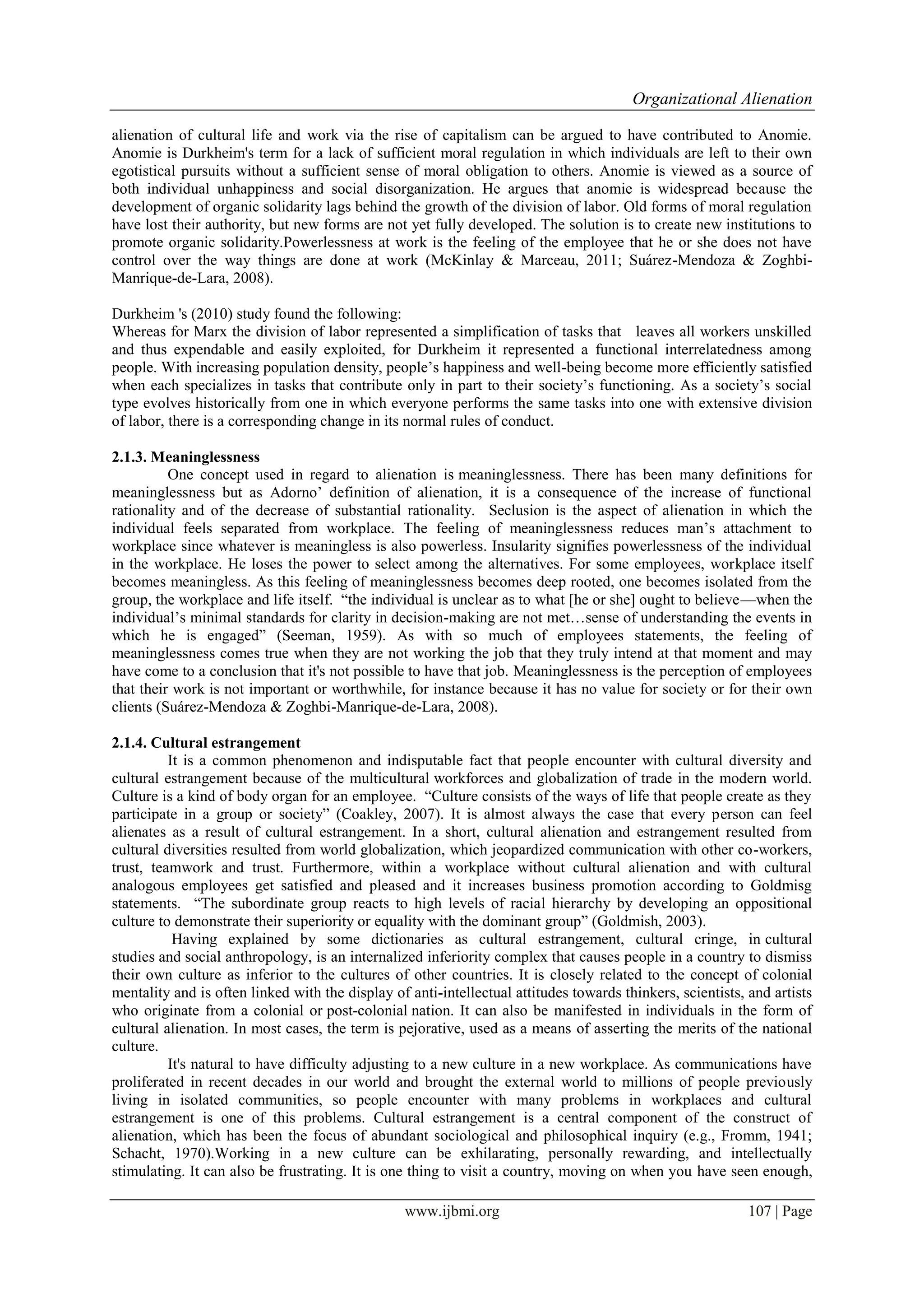 Organizational Alienation | PDF