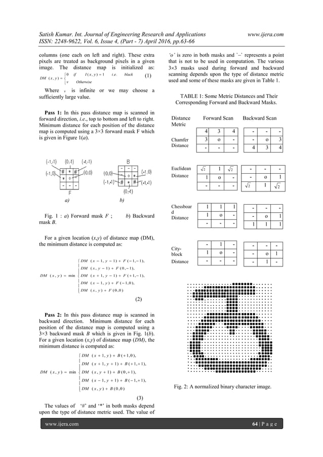 Comparison of Distance Transform Based Features | PDF