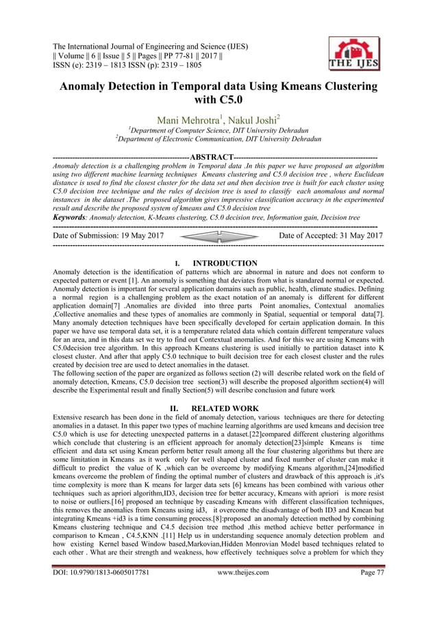 Anomaly Detection in Temporal data Using Kmeans Clustering with C5.0 | PDF | Computer Software ...