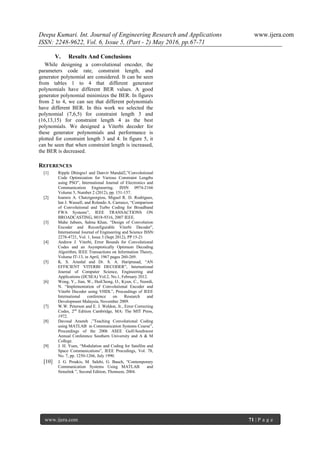 Design and Performance Analysis of Convolutional Encoder and Viterbi Decoder for Various ...