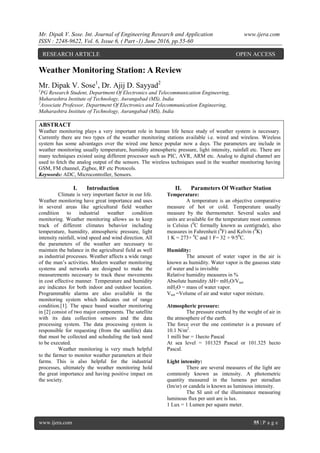 Weather Monitoring Station: A Review | PDF
