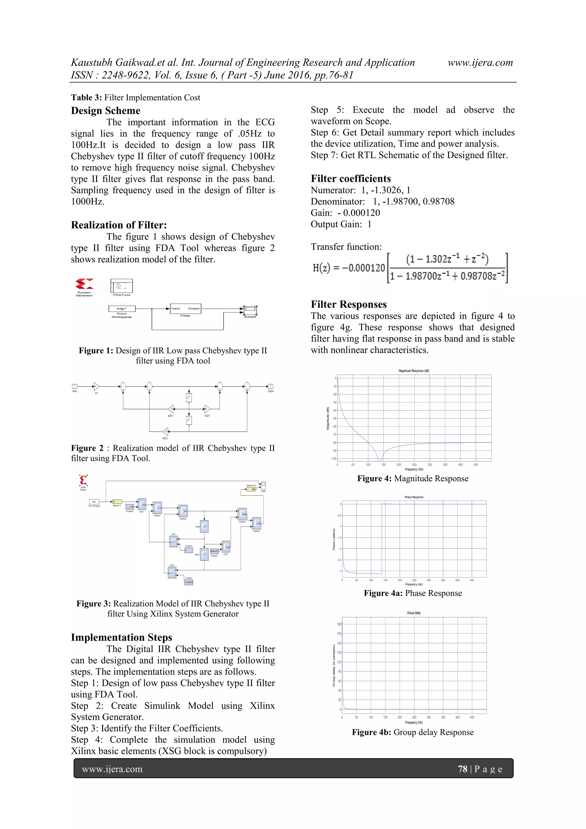 Design and Implementation of Digital Chebyshev Type II Filter using XSG ...