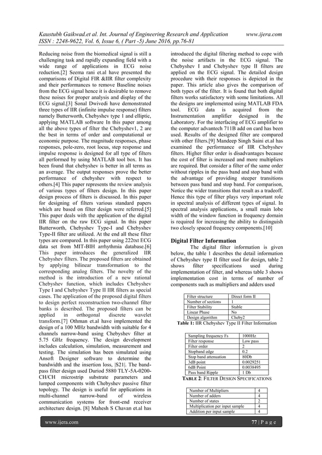 Design and Implementation of Digital Chebyshev Type II Filter using XSG ...