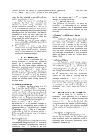 Proactive Secret Sharing using a Trivariate Polynomial | PDF