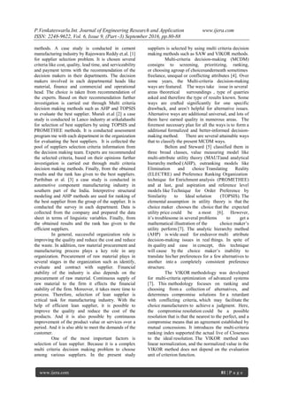 Selection of Supplier by Using Saw and Vikor Methods | PDF