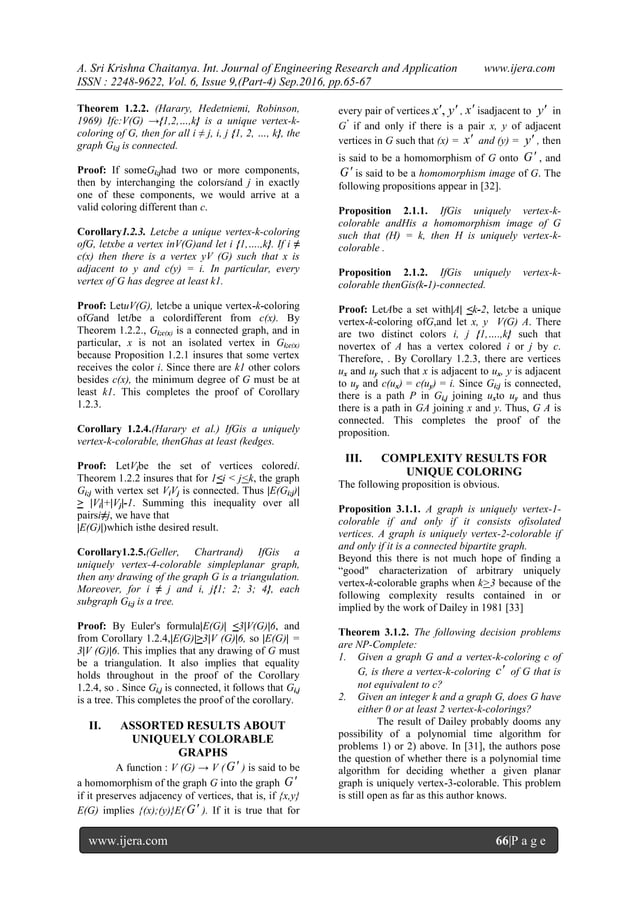 Applications and Properties of Unique Coloring of Graphs | PDF