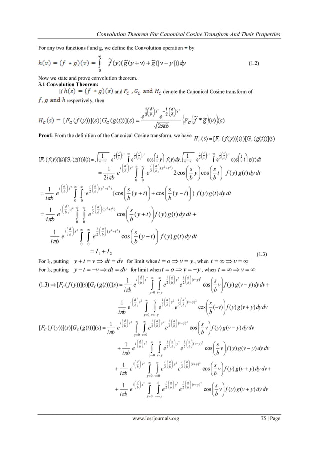 Convolution Theorem for Canonical Cosine Transform and Their Properties | PDF