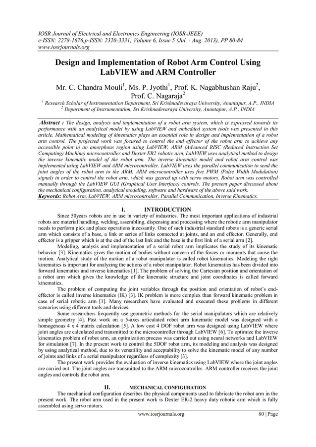 Design and Implementation of Robot Arm Control Using LabVIEW and ARM Controller | PDF | Robotics ...
