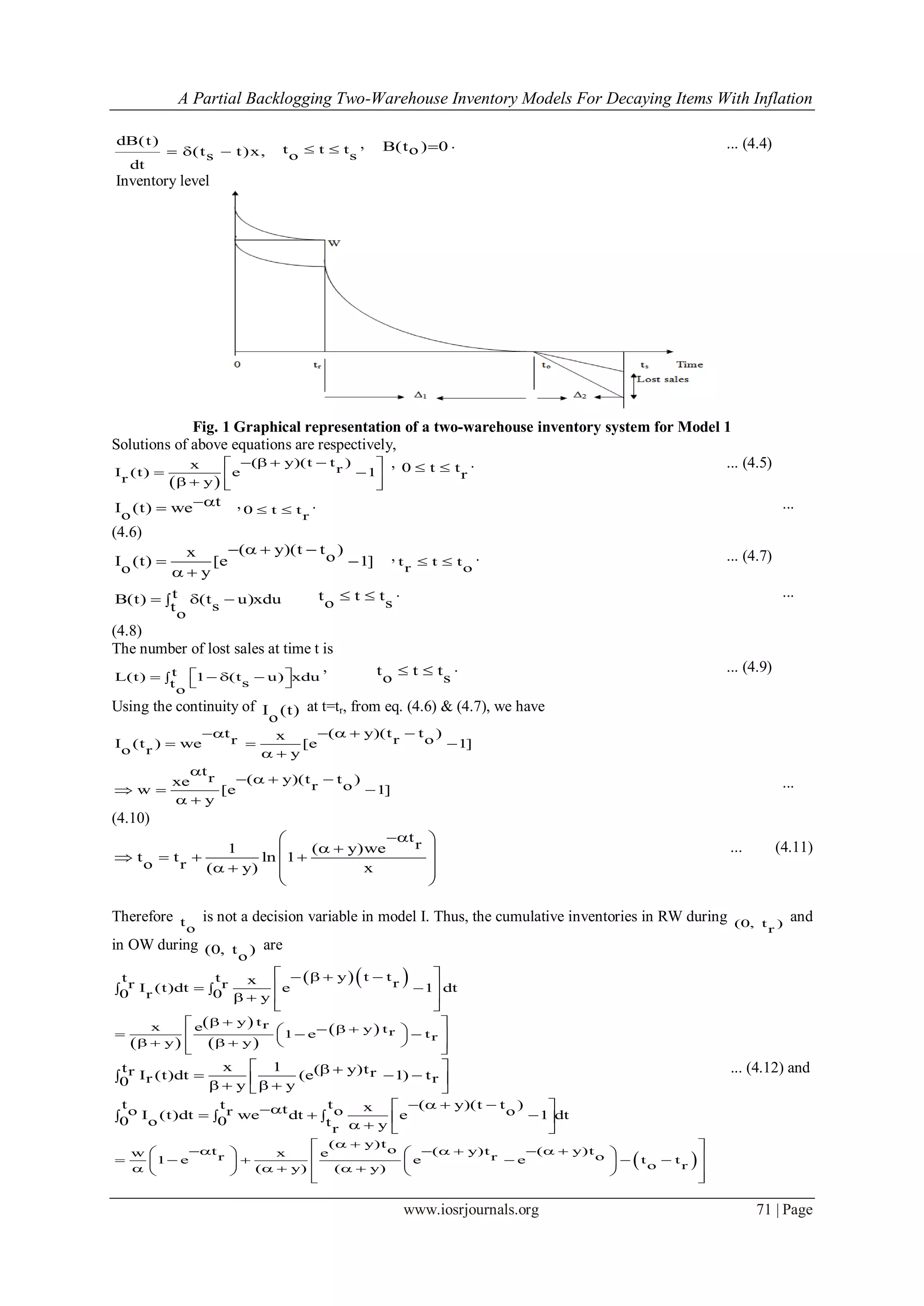 A Partial Backlogging Two-Warehouse Inventory Models for Decaying Items with Inflation | PDF