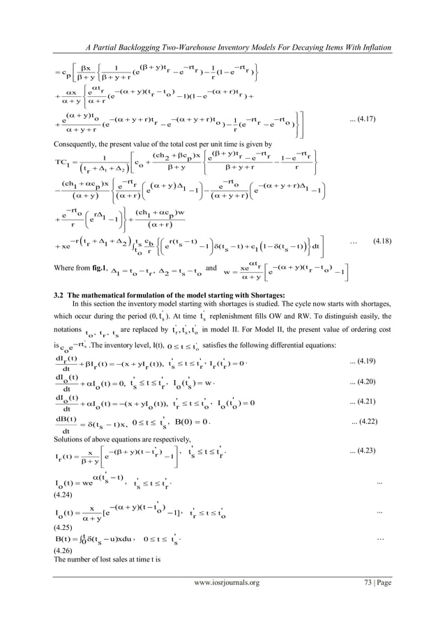 A Partial Backlogging Two-Warehouse Inventory Models for Decaying Items with Inflation | PDF