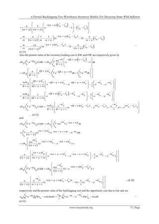 A Partial Backlogging Two-Warehouse Inventory Models for Decaying Items with Inflation | PDF