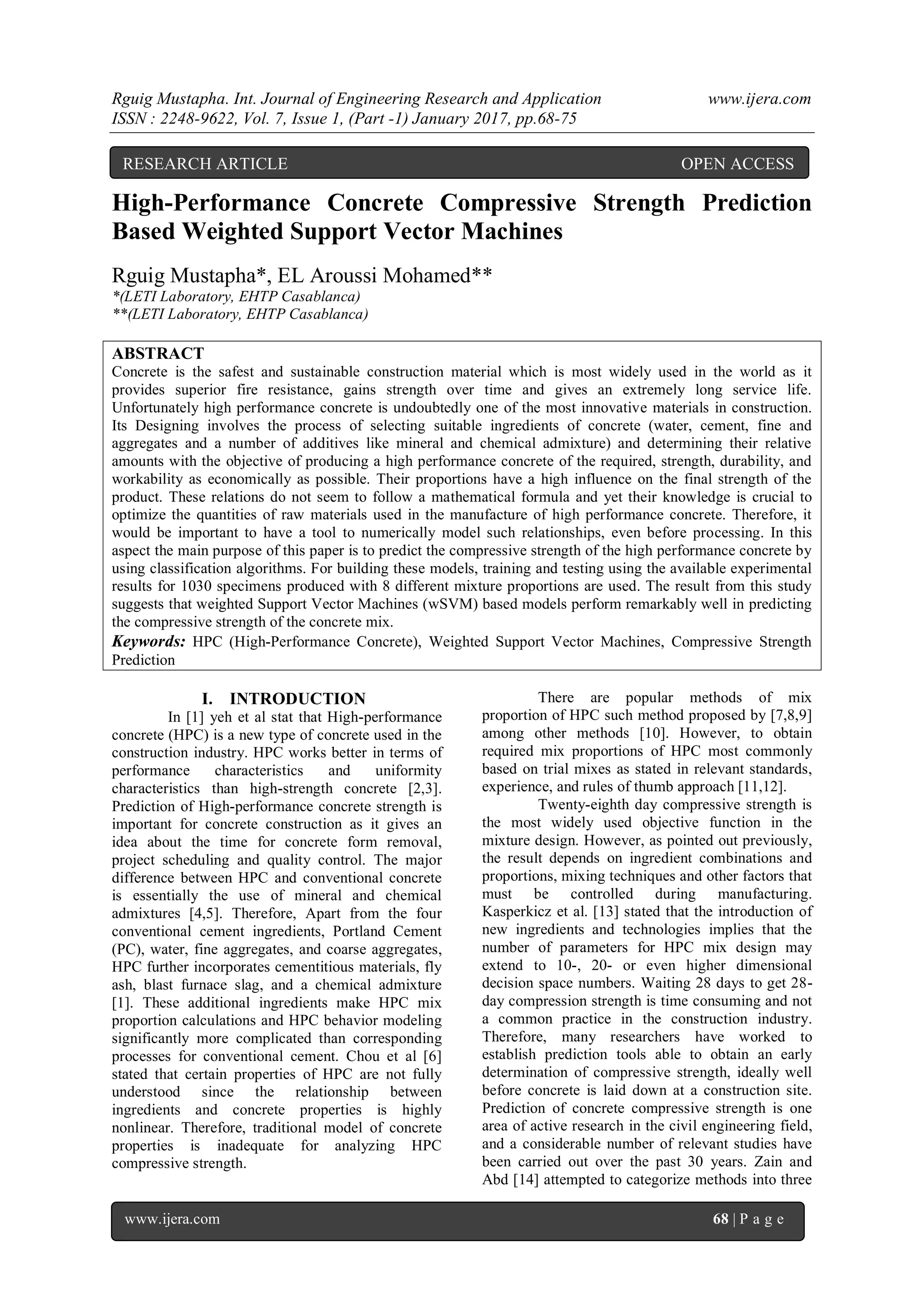 High-Performance Concrete Compressive Strength Prediction Based Weighted Support Vector Machines ...