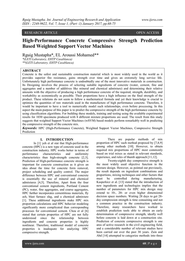 High-Performance Concrete Compressive Strength Prediction Based Weighted Support Vector Machines ...