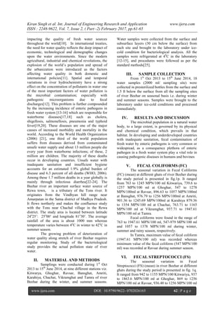 Study of Microbial Pollution in River Beehar Water District Rewa Madhya Pradesh, India | PDF