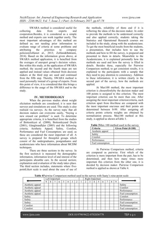 Comparison of Max100, SWARA and Pairwise Weight Elicitation Methods ...