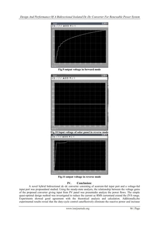 Design and Performance of a Bidirectional Isolated Dc-Dc Converter for Renewable Power System | PDF