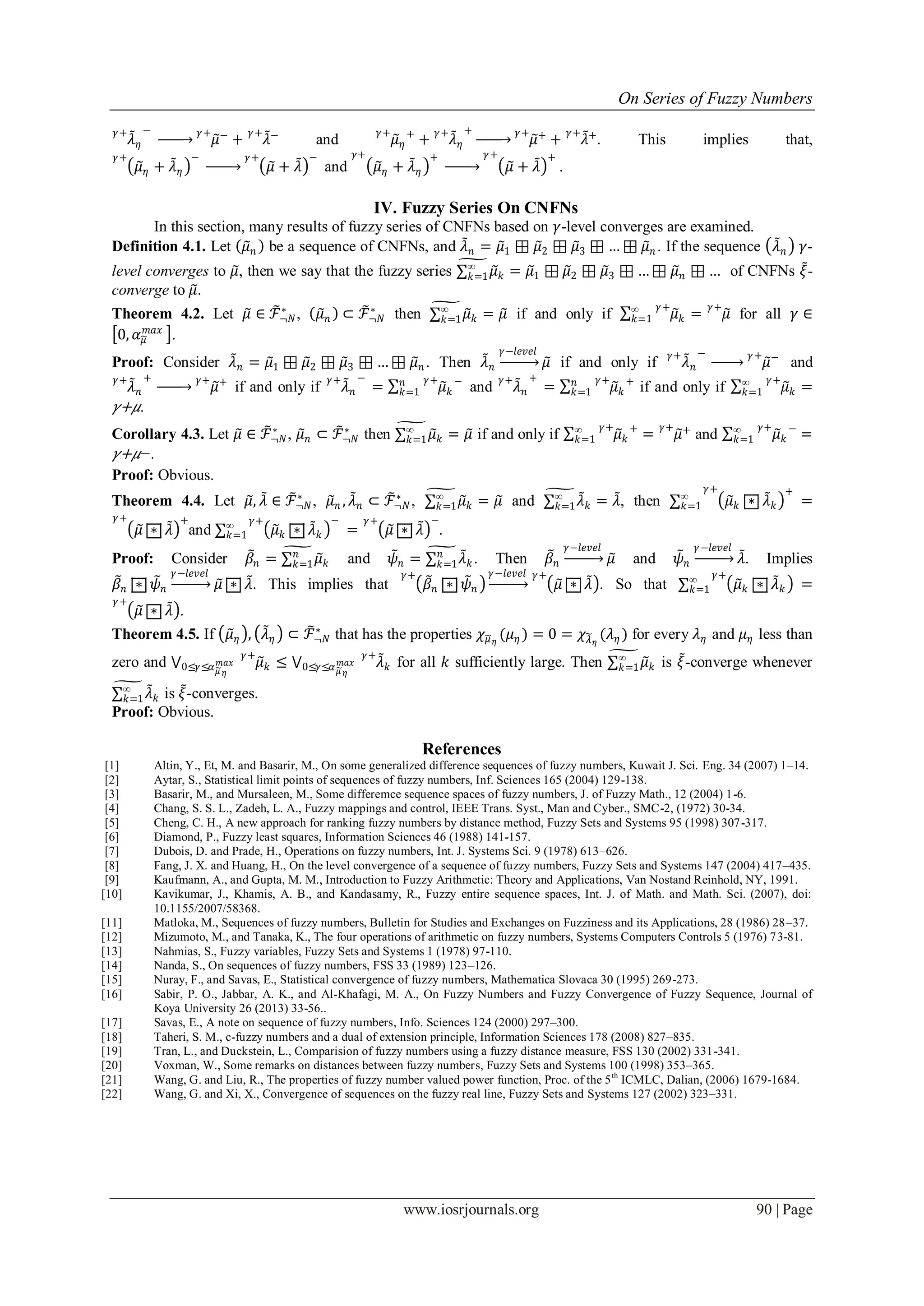 On Series of Fuzzy Numbers | PDF