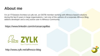 Javascript API based customizations for improving your Alfresco experience | PPT